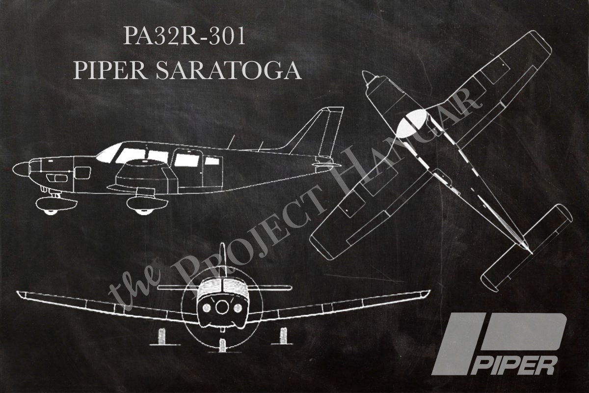 Piper Saratoga Fixed Gear PA32R-301 Blueprint Digital Download 11"x14 ...