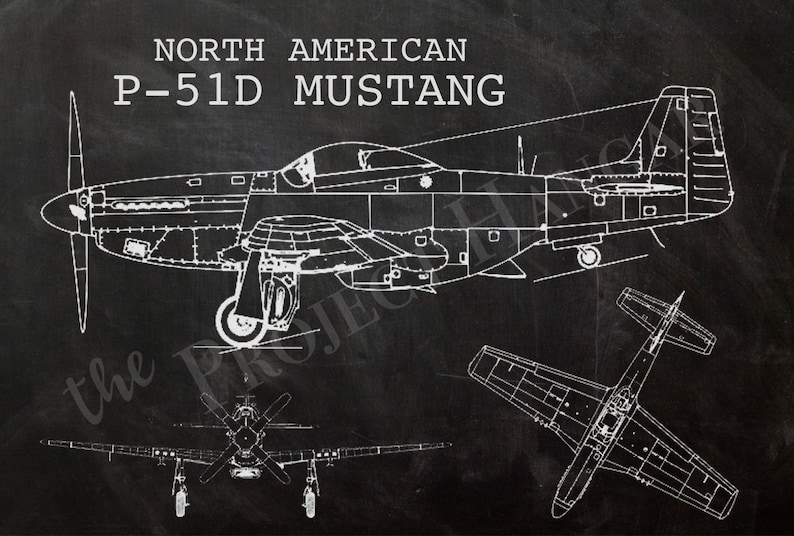 North American P-51D Mustang Blueprint Digital File 11"x14" - Etsy
