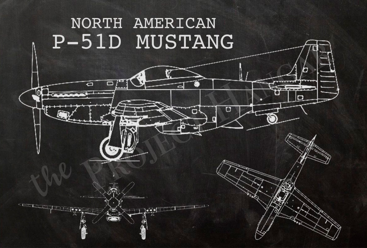 North American P-51D Mustang Blueprint Digital File 11"x14" - Etsy
