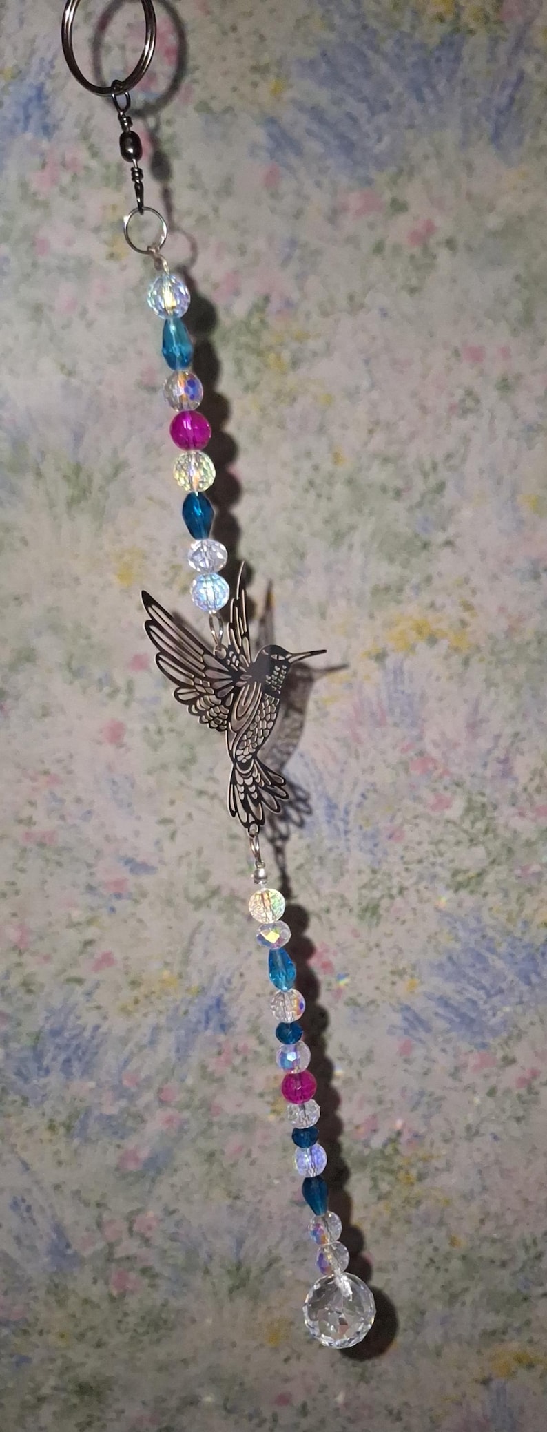 Beaded Hummingbird Suncatcher With Crystal Prism – Faceted Glass Beads ...