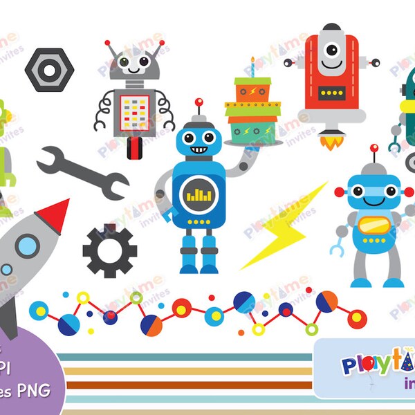 Kids Robot Clip Art - Etsy