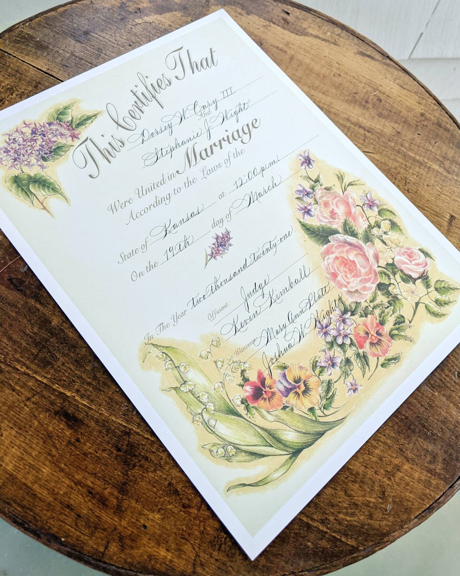 Custom Marriage Certificate Calligraphy Wedding Certificate - Etsy