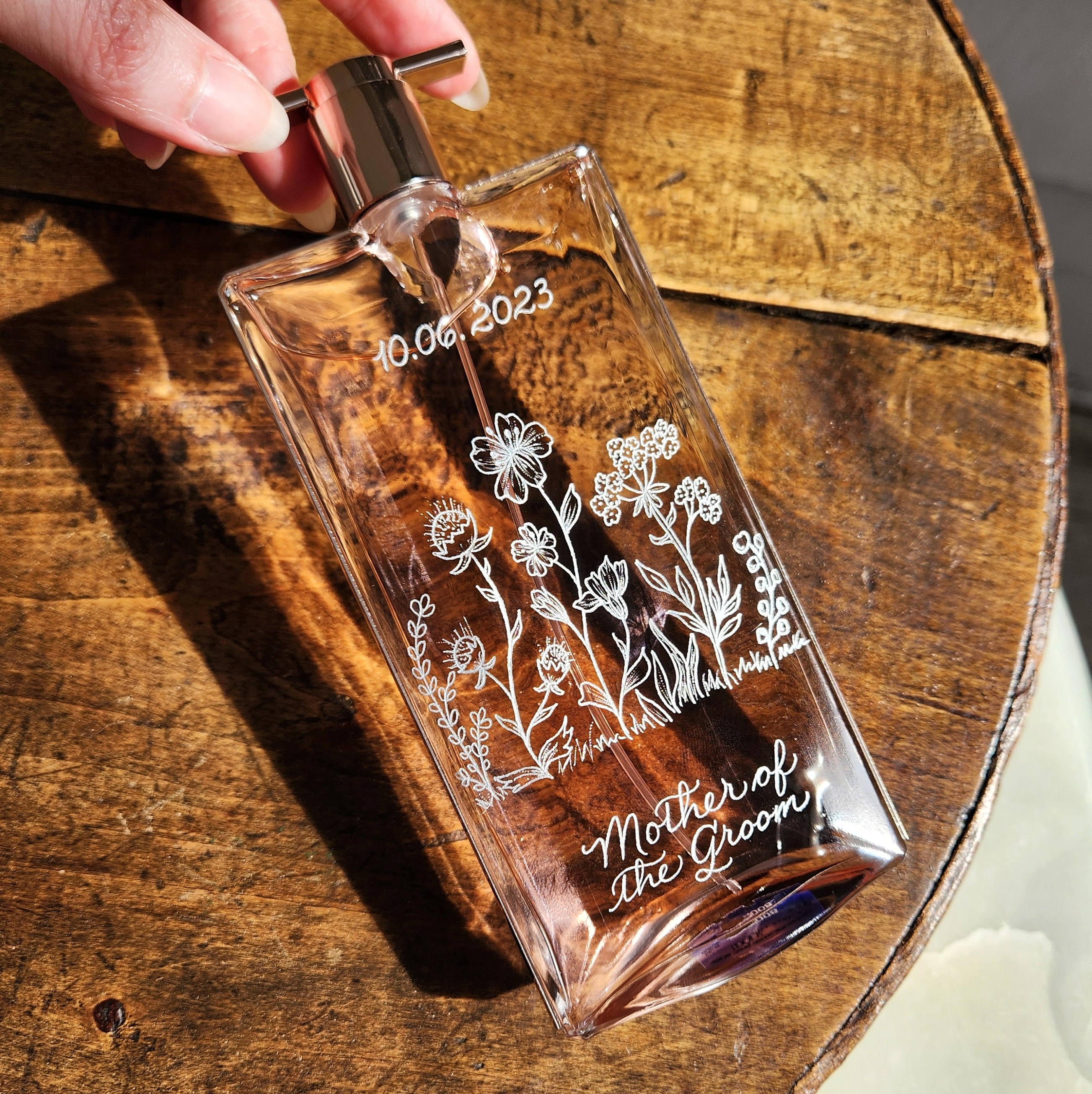 Engraving Perfume Bottles Floral Illustration | Hand Engraved Flowers ...