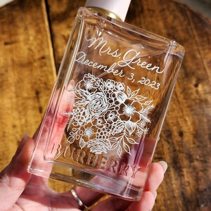 Floral Engraved Perfume Bottle, Personalized Perfume With Flowers ...