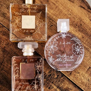 Floral Engraved Perfume Bottle, Personalized Perfume With Flowers ...