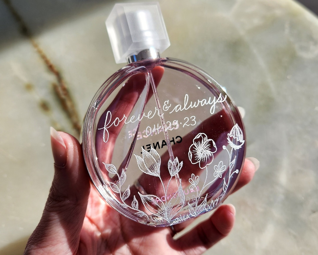Floral Engraved Perfume Bottle, Personalized Perfume With Flowers ...