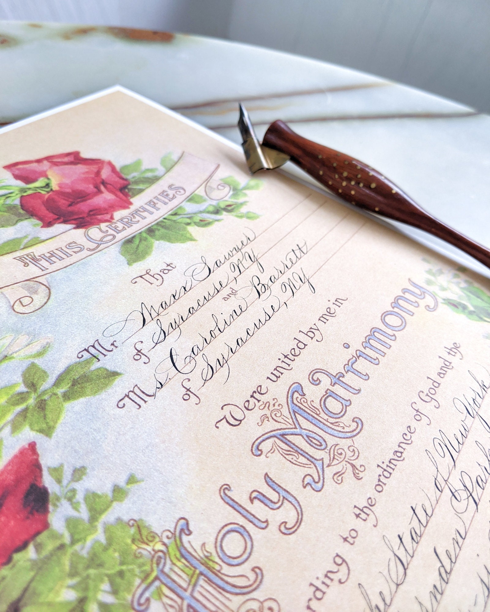 Custom Marriage Certificate Calligraphy Wedding Certificate - Etsy