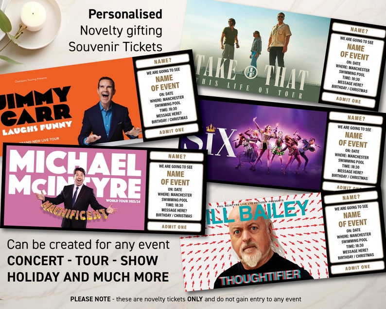 Personalised Ticket Customised for Any Event Experience Gift Ticket ...