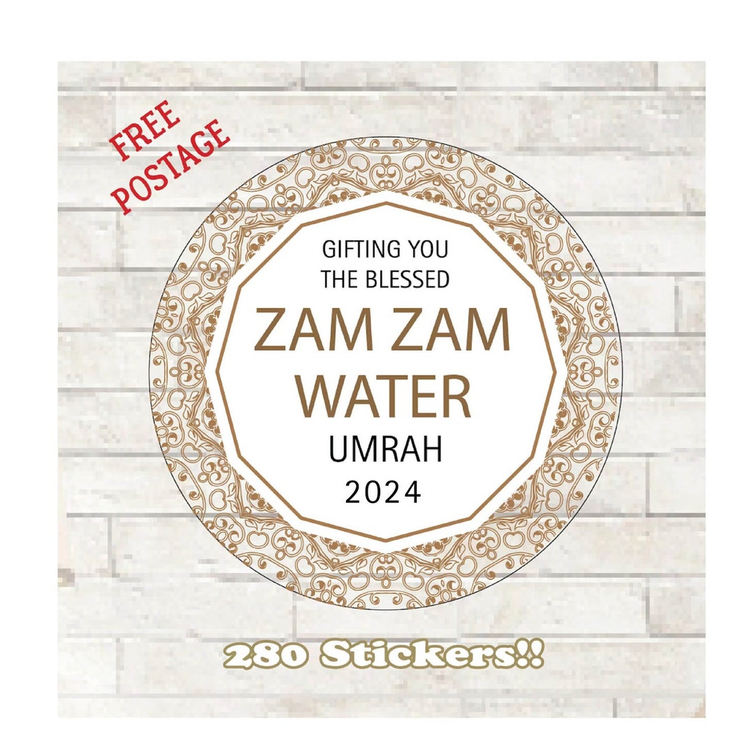 280 UMRAH MUBARAK NON Personalised Stickers Gift Blessed Sam Sam Water ...