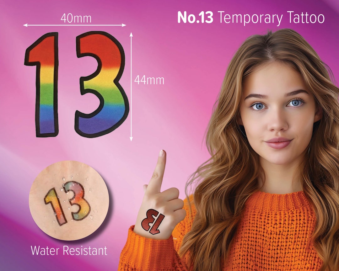 Number 13 Tattoos for Taylor Tour Temporary Tattoo, Waterproof Inspired ...