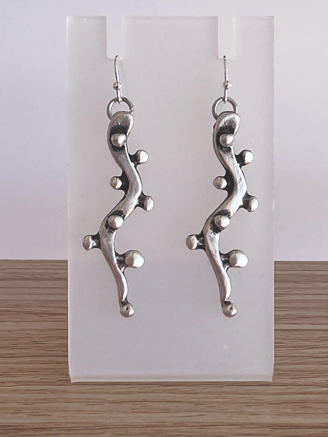 Abstract Whimsical Dangle Earrings, Antique Silver, Bumps and Swirls - Etsy