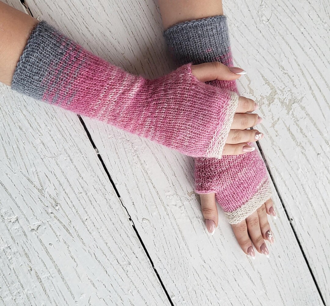 Knit Wool Gloves Fingerless Gloves Women's Wool Gloves Knitted Ombre ...
