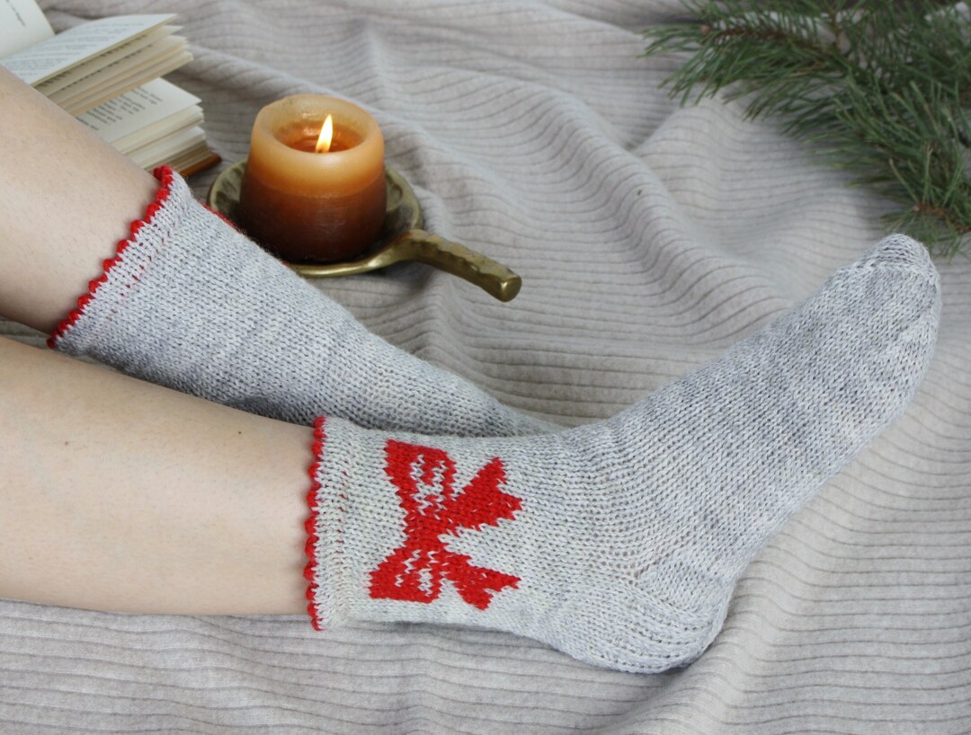 Cute Winter Socks Christmas Bow Socks Women's Knit Socks Lazy Day Socks ...