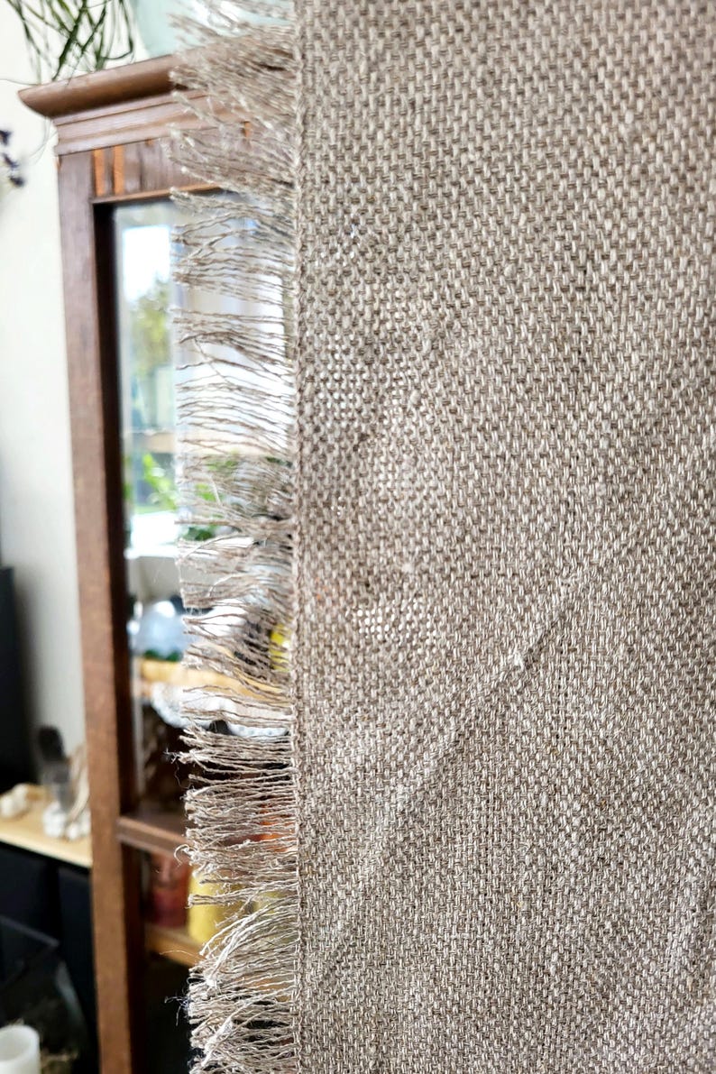 Rustic Linen Fringe Curtain Panel Farmhouse Window Drapery - Etsy