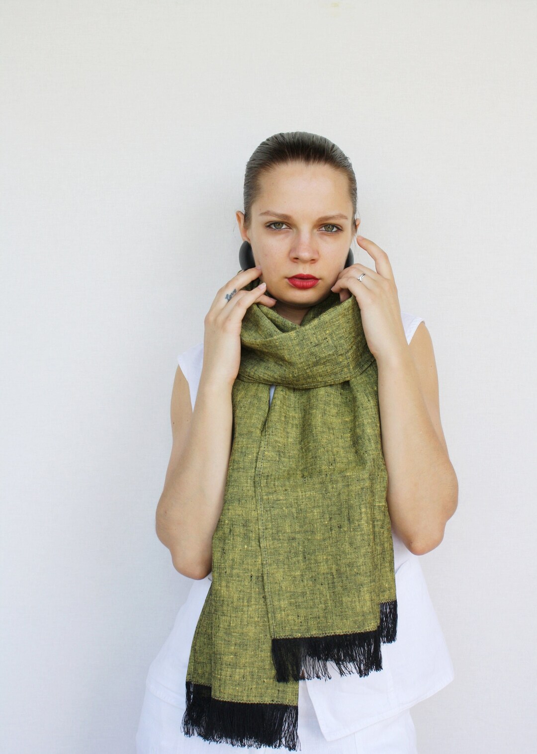 Long Linen Scarf Natural Linen Scarf Shoulder Wrap Shawl Linen Blanket ...