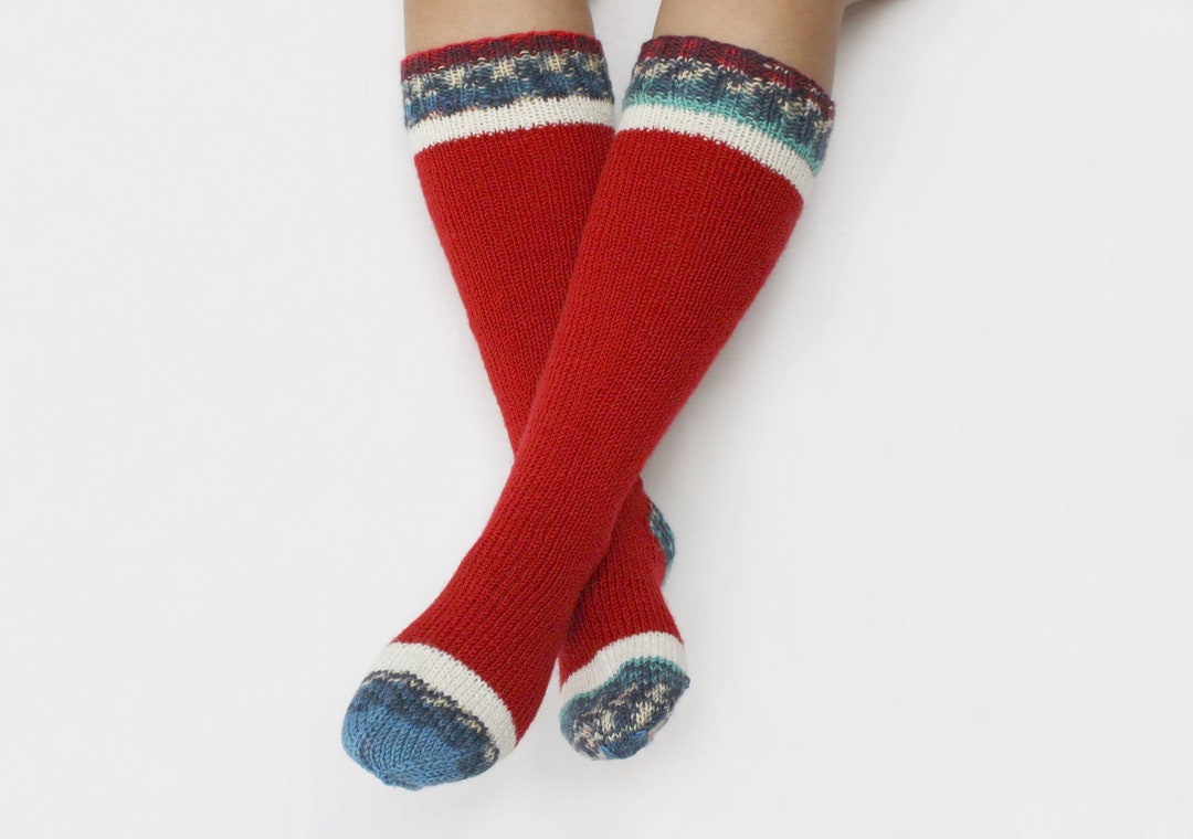 Long Wool Socks Knee High Socks Hand Knitted Winter Leg - Etsy