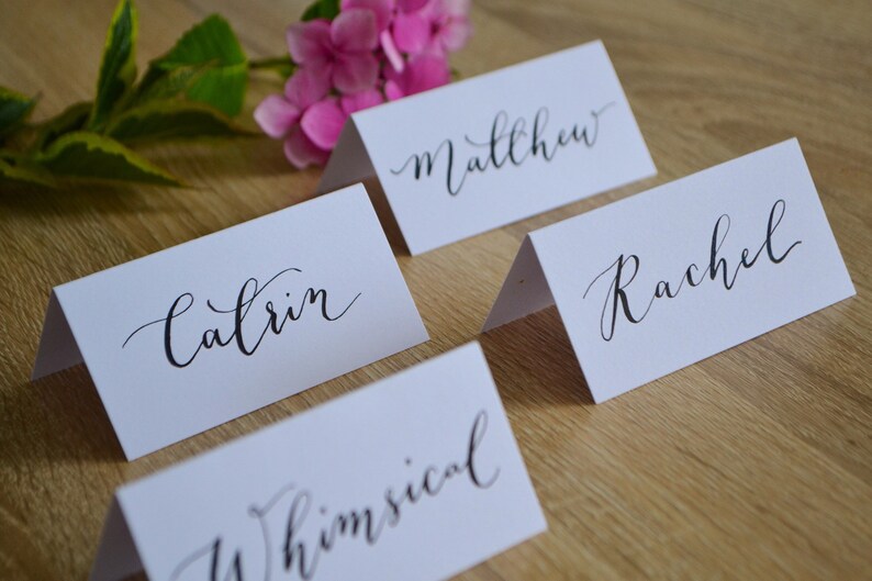 Black Ink Handwritten Calligraphy Place Cards for Wedding - Etsy