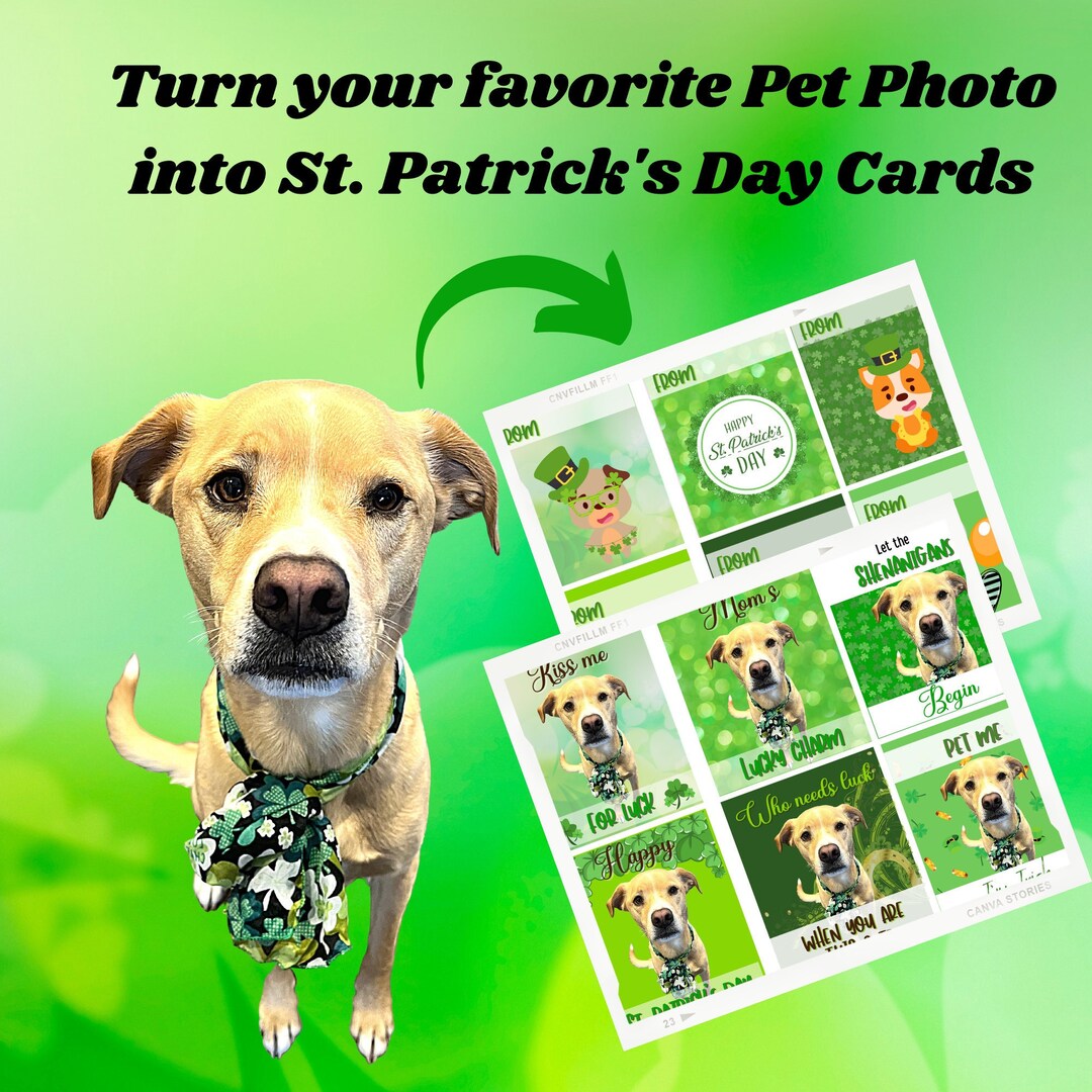 Custom Pet St. Patrick's Day Cards: Dog or Cat Printable St. Patrick's ...