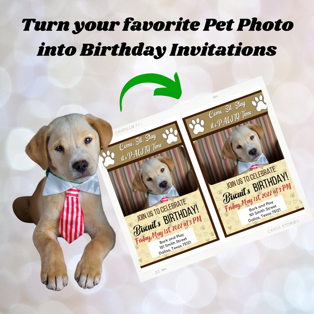 Custom Pet Birthday Party Invitations: Dog or Cat Printable Birthday ...