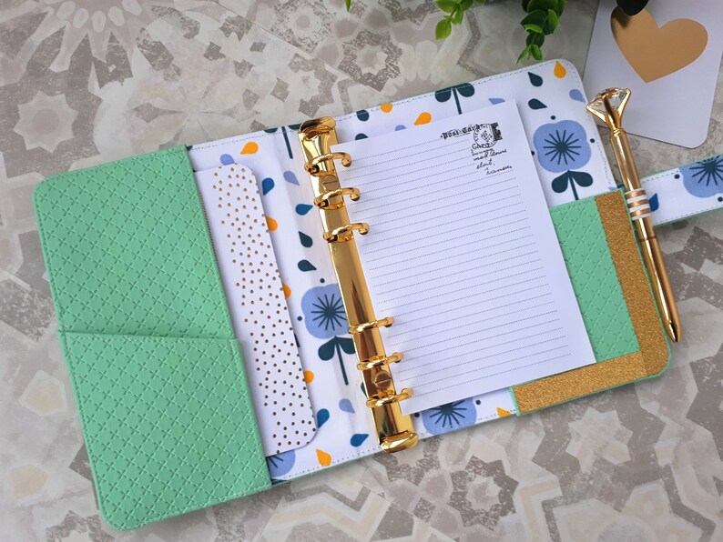 Planner cover A6 binder A6 6 ring organizer faux leather | Etsy