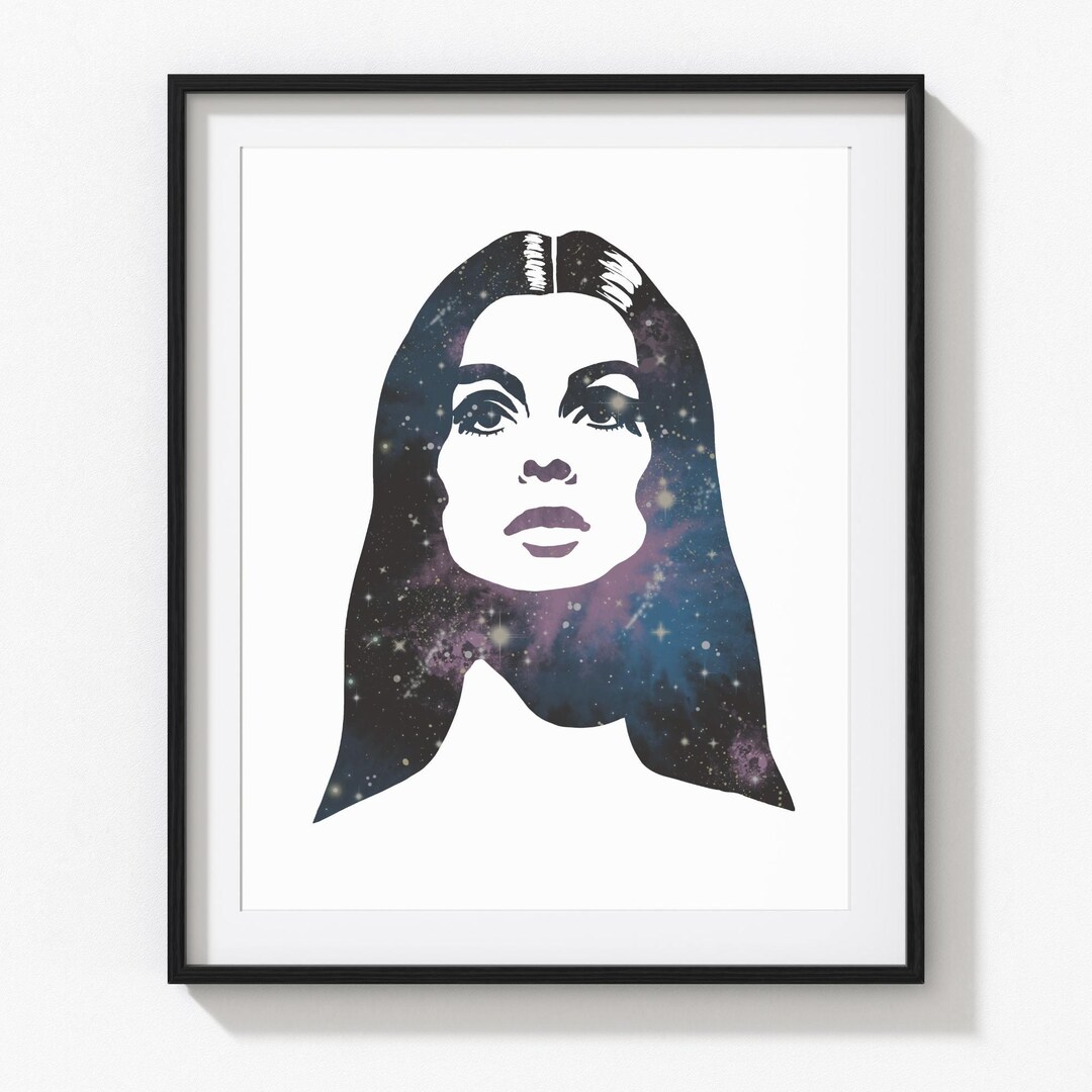Cosmic Girl Illustration White Background Original Art Print, Beautiful ...