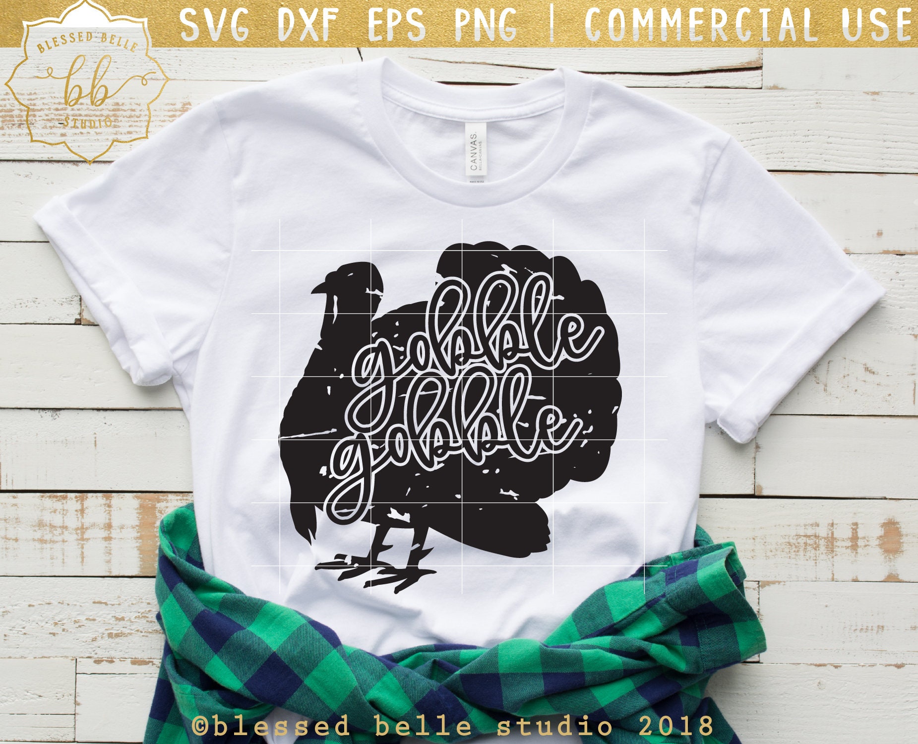 Gobble Gobble SVG Thanksgiving SVG Distressed Turkey SVG - Etsy