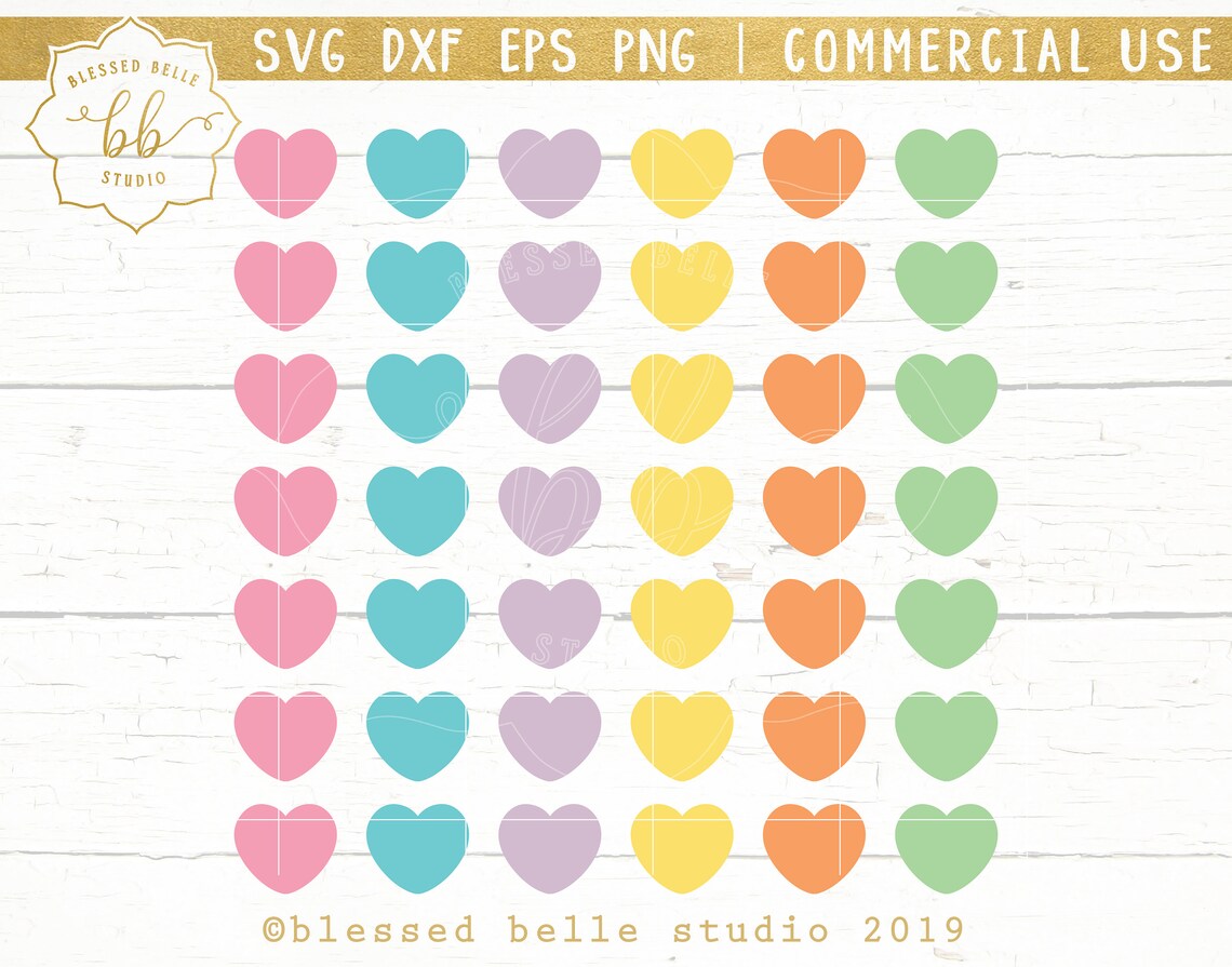 Rainbow Hearts Svg Rows of Hearts Svg Rainbow Svg Valentine | Etsy