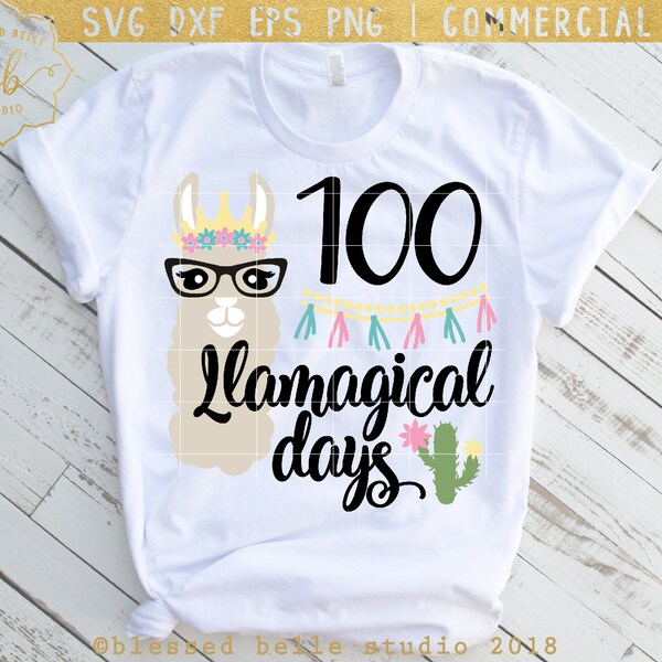 100th Days of School With Llama Svg - Etsy