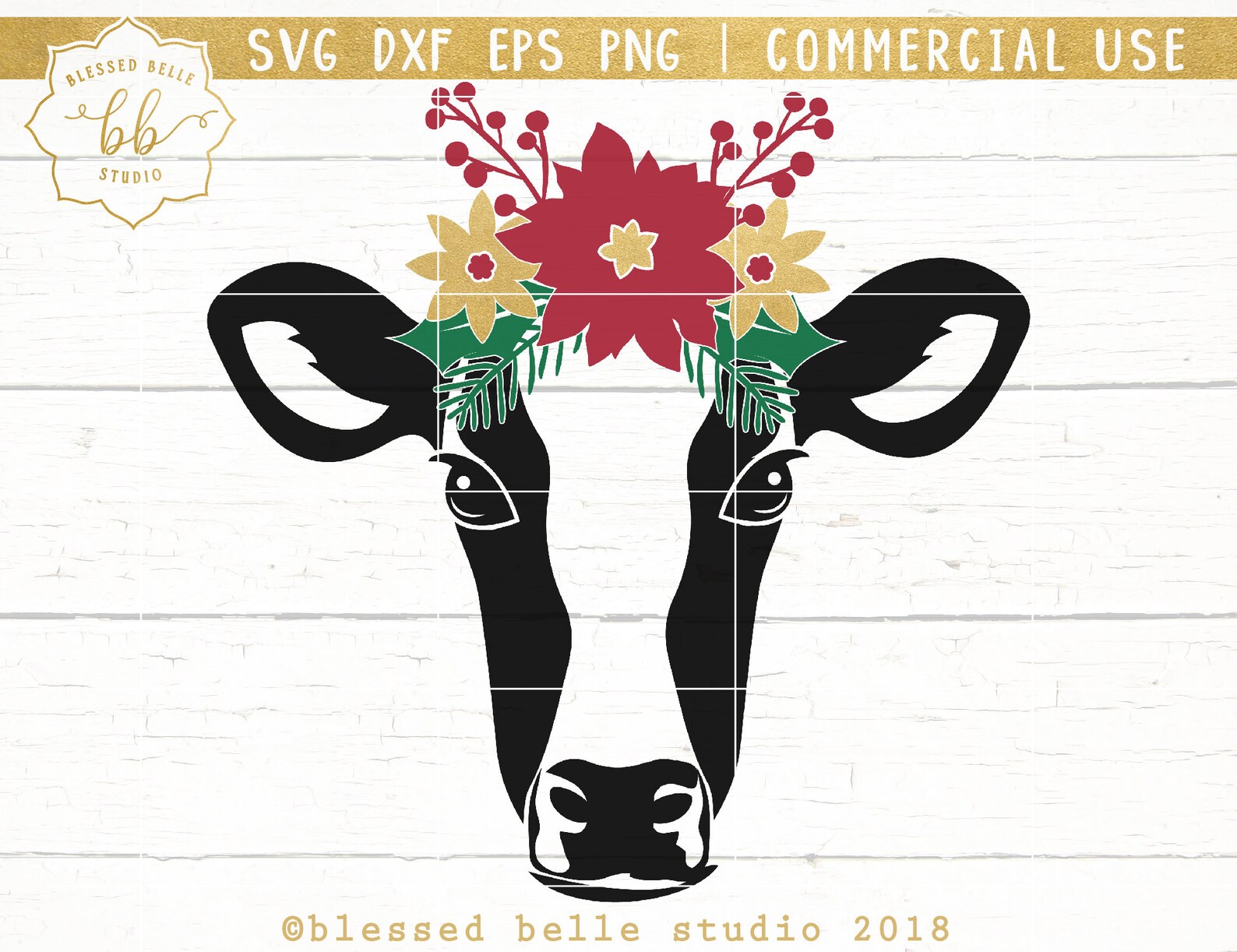 Christmas Cow SVG Cow Face Svg Christmas Farmhouse SVG Cow - Etsy