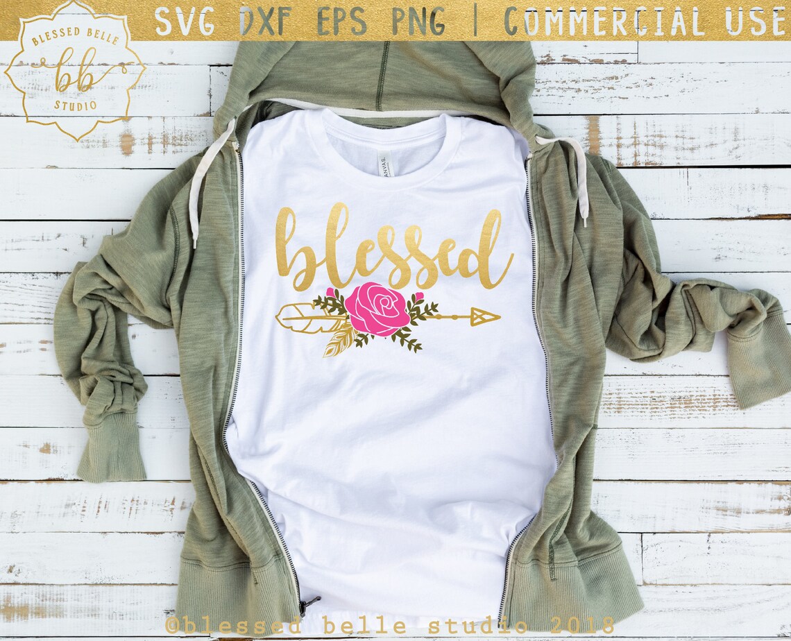 Blessed Svg, Blessed With Arrow Svg, Eps, Dxf, Png File, Silhouette ...