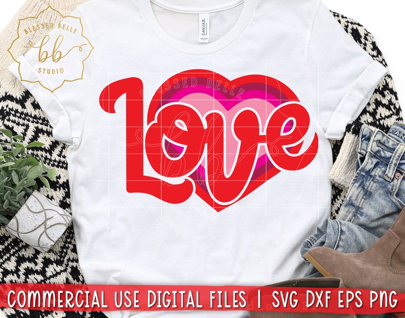 Valentine Svg, Love Retro Heart Svg, Vintage, Valentine's Day Svg ...