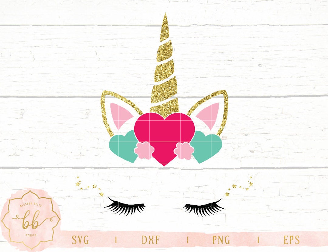Unicorn SVG, Unicorn With Hearts Svg, Unicorn Face Svg, Eps, Dxf, Png ...