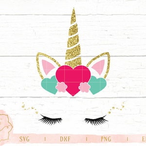 Unicorn SVG, Unicorn With Hearts Svg, Unicorn Face Svg, Eps, Dxf, Png ...