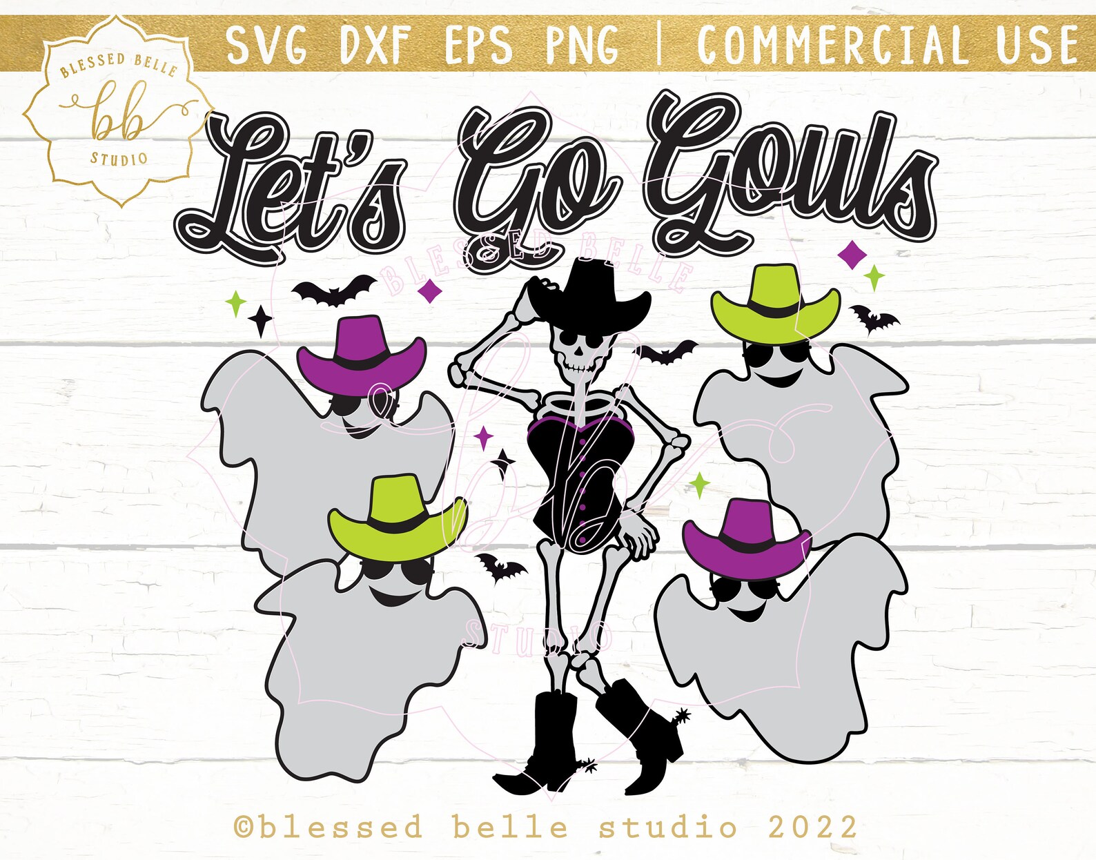 Lets Go Ghouls SVG, Eps, Dxf, Png, Dancing Skeleton Svg, Funny Skeleton ...