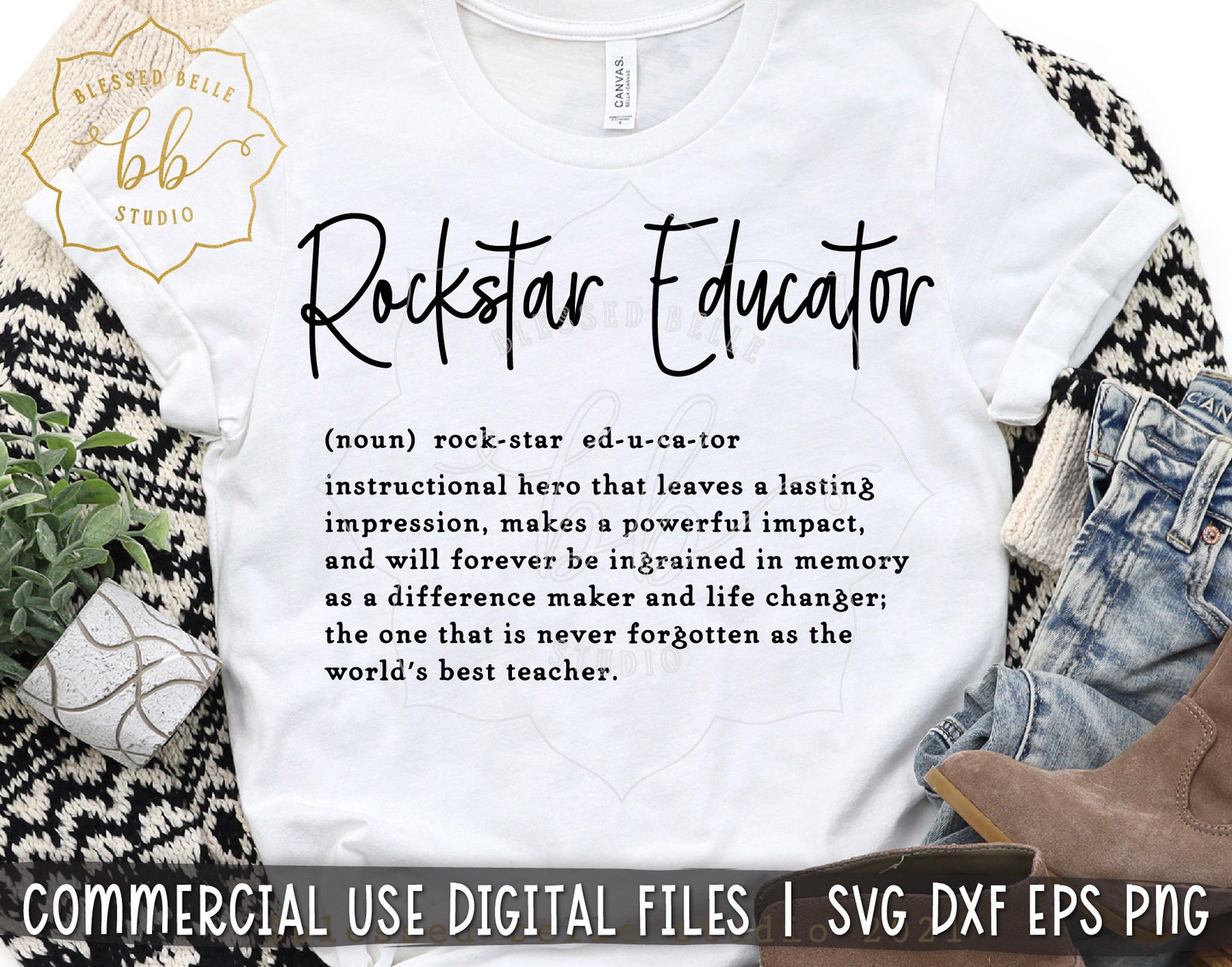Rockstar Educator Definition Svg Dxf Png Eps Teacher - Etsy