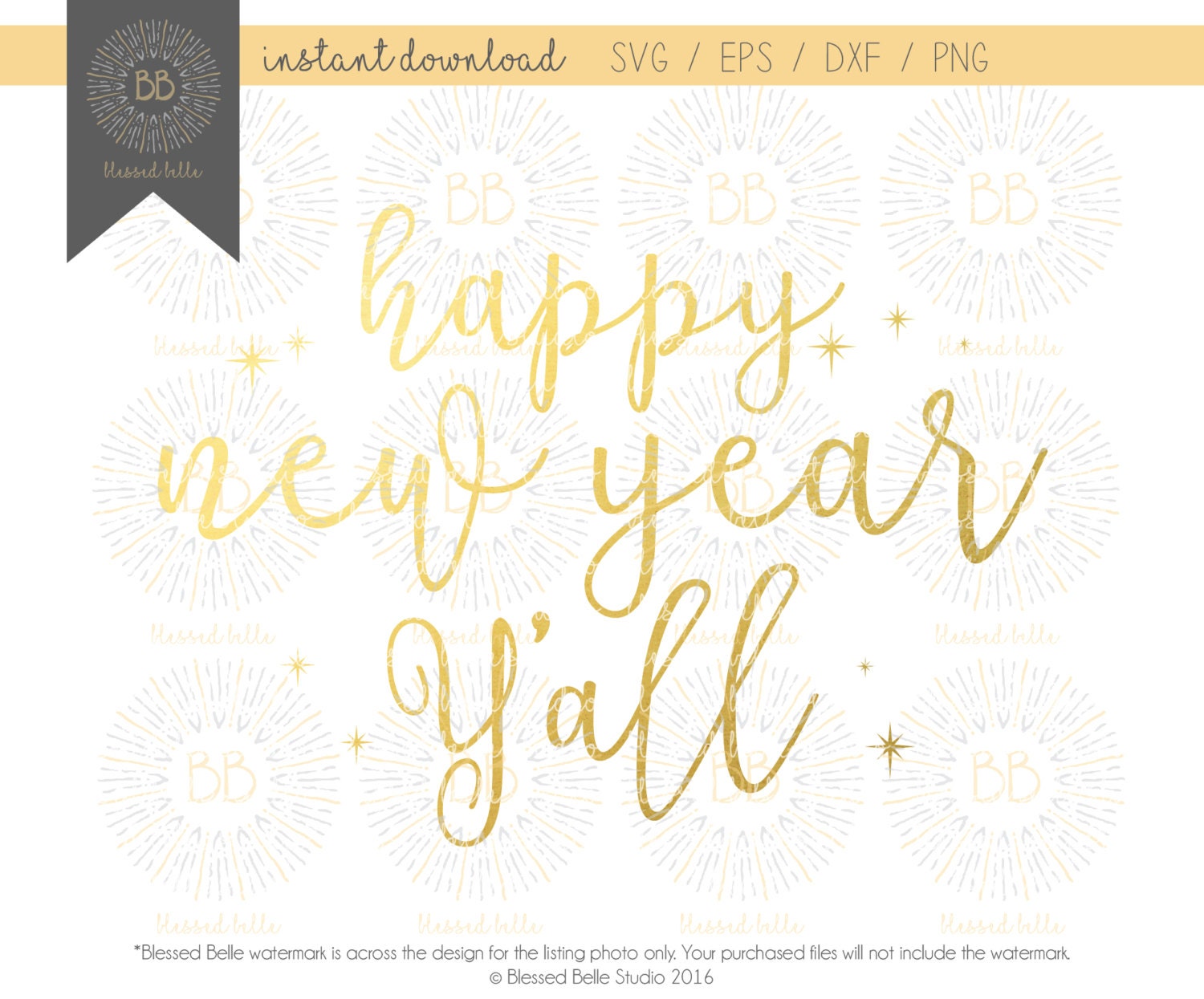 Happy New Year Yall SVG, New Year Svg, Svg, Eps, Dxf, Png File ...