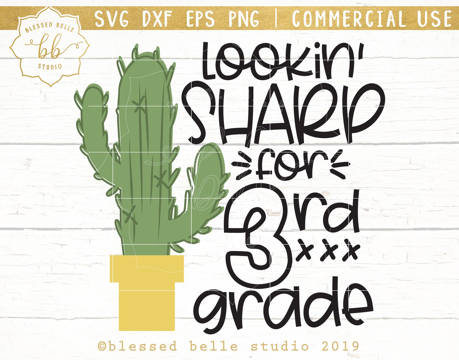 Back to School, 3rd Grade Svg, Third Grade, Cactus, Lookin Sharp for ...