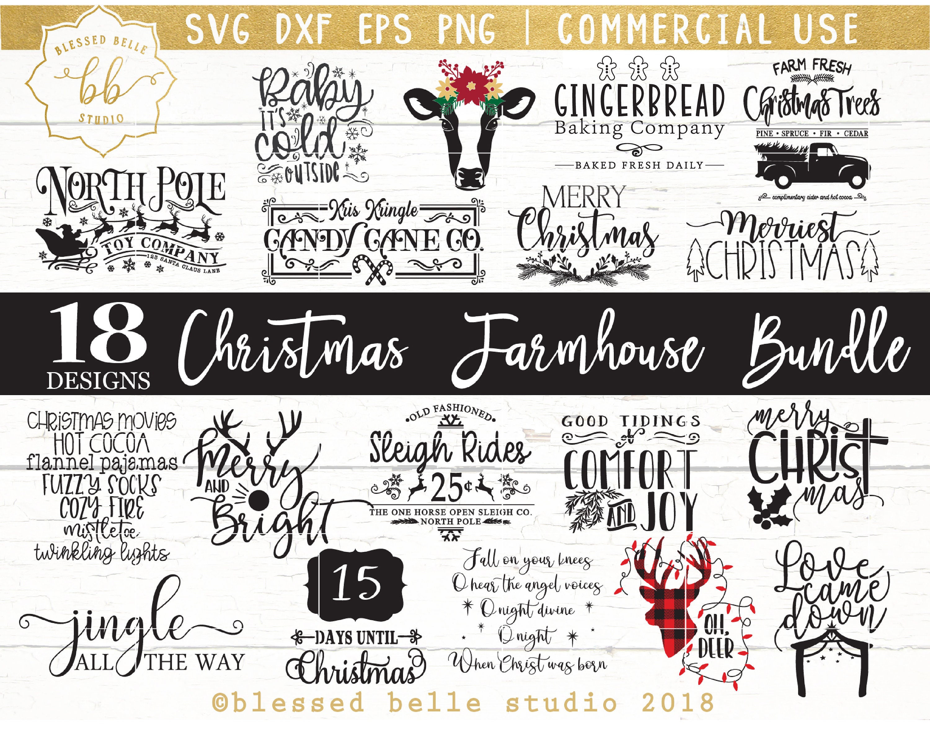 Christmas Farmhouse SVG Christmas Farmhouse Bundle Svg - Etsy