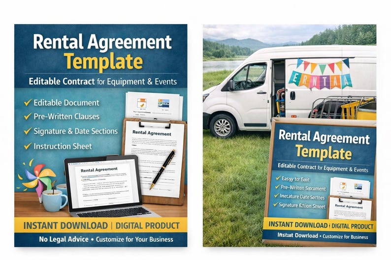 General Equipment Rental Contract | Party Equipment Rental | Digital ...