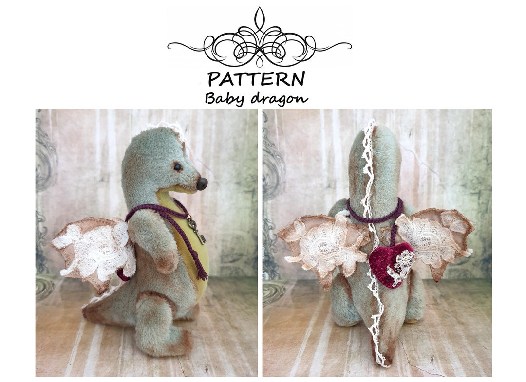 PATTERN Teddy Dragon, Stuffed Rag Dragon Sewing Pattern, Cloth Baby ...