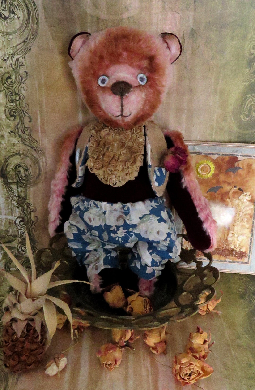 Handmade Collectible Teddy Bear, One of a Kind Teddy Bear, Jointed ...