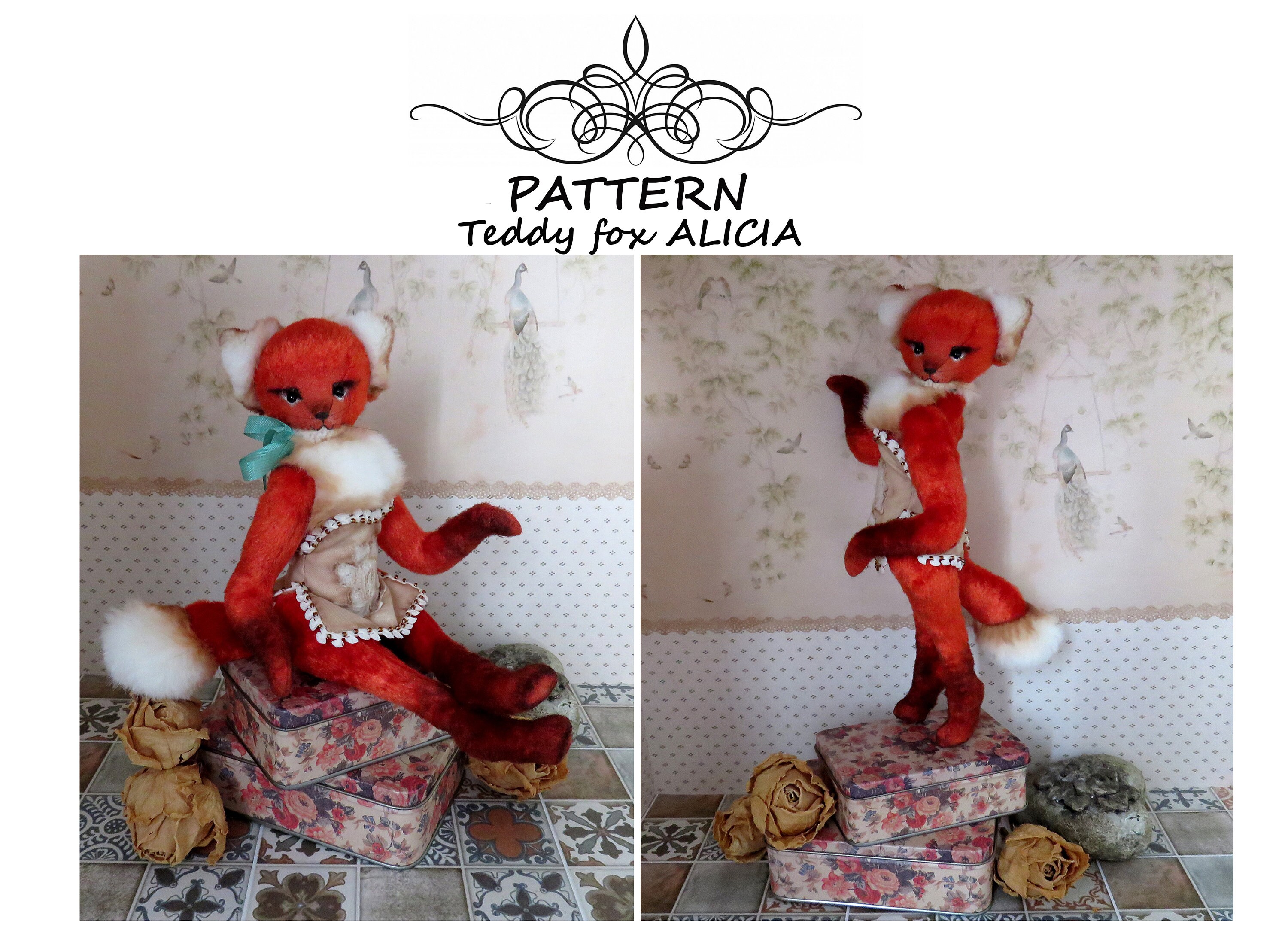 3 PATTERNS Teddy Fox Family, Plush Teddy Fox Sewing Pattern, Artist ...
