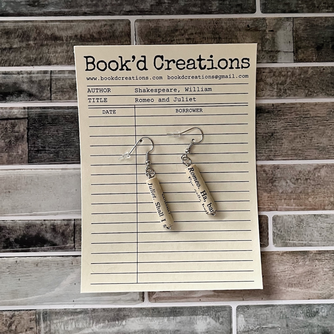 Romeo and Juliet Earrings, Shakespeare Earrings, Shakespeare Gifts ...