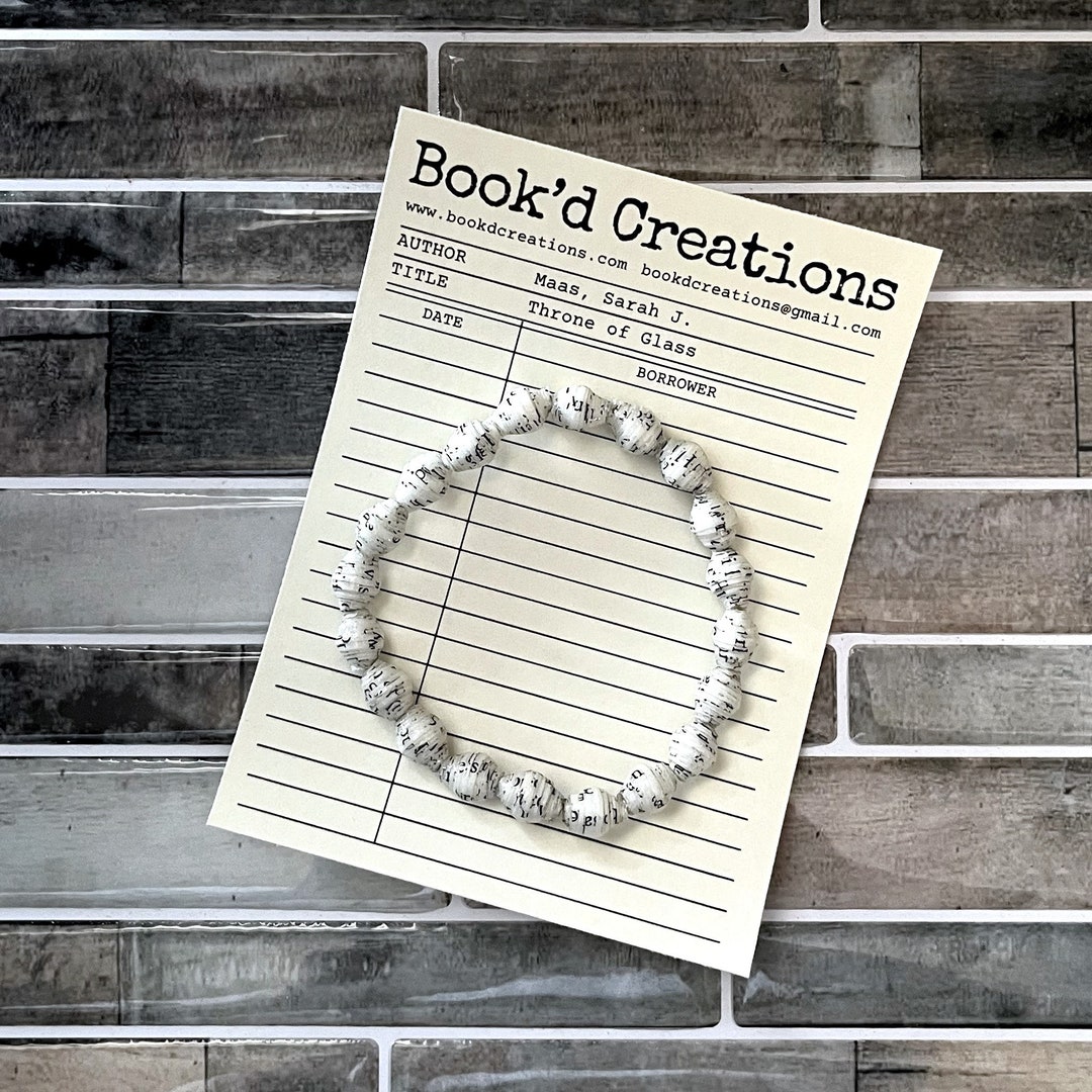 Throne of Glass Bracelet, Made With Book Pages, Book Page Bracelet ...