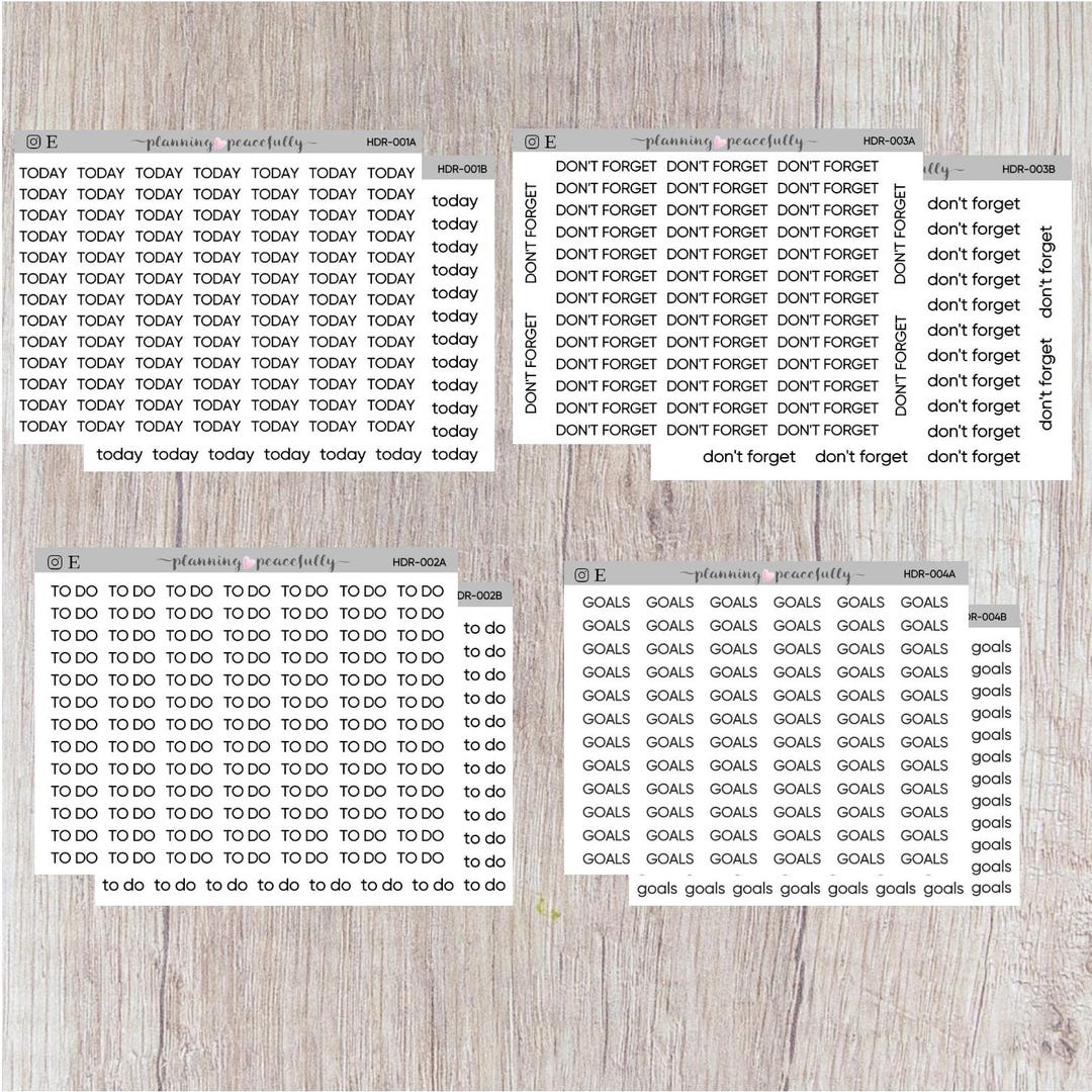 Planner Headers 1 Classic Happy Planner® HP, Erin Condren EC - Etsy