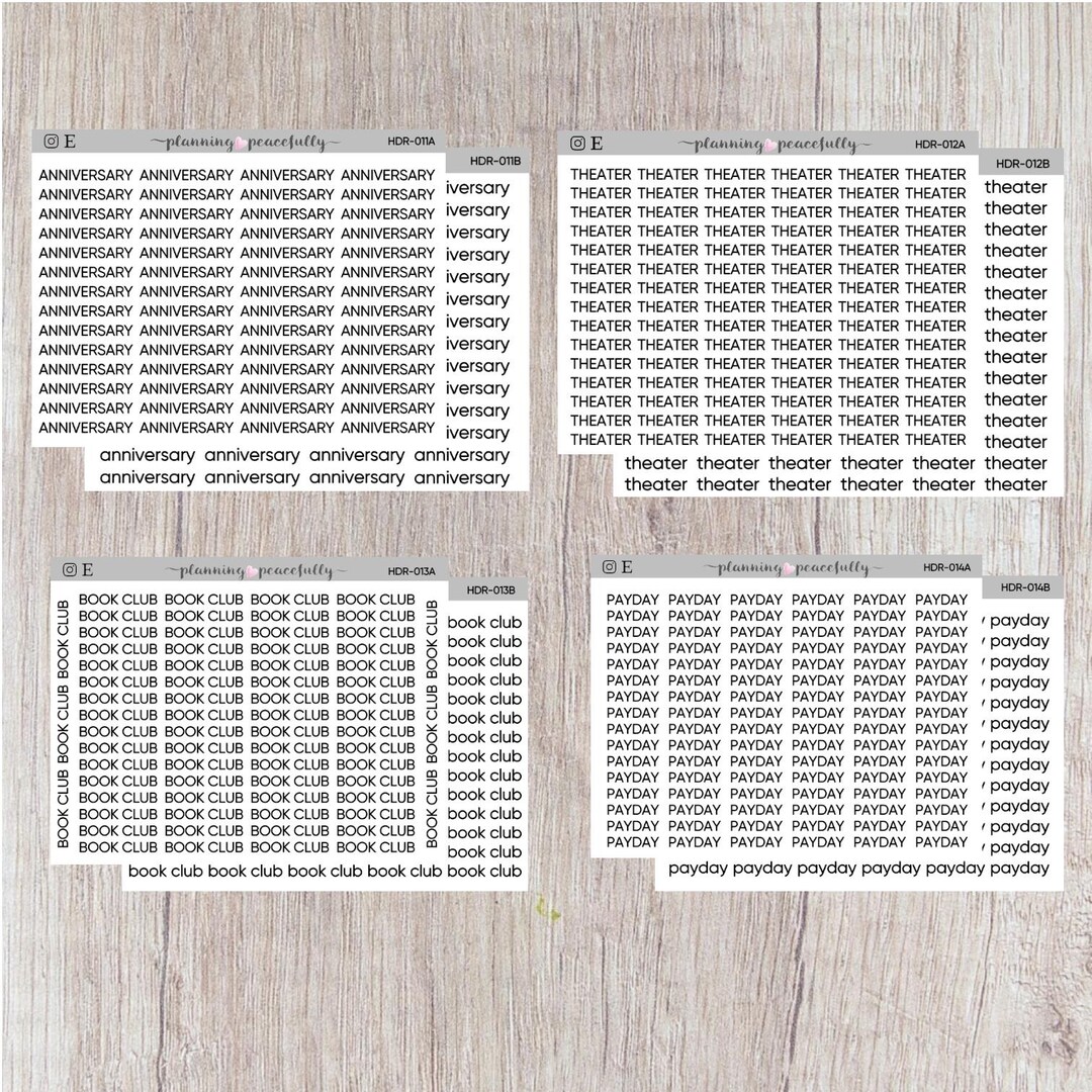 Planner Headers 4 - Classic Happy Planner® (HP), Erin Condren (EC) - Etsy