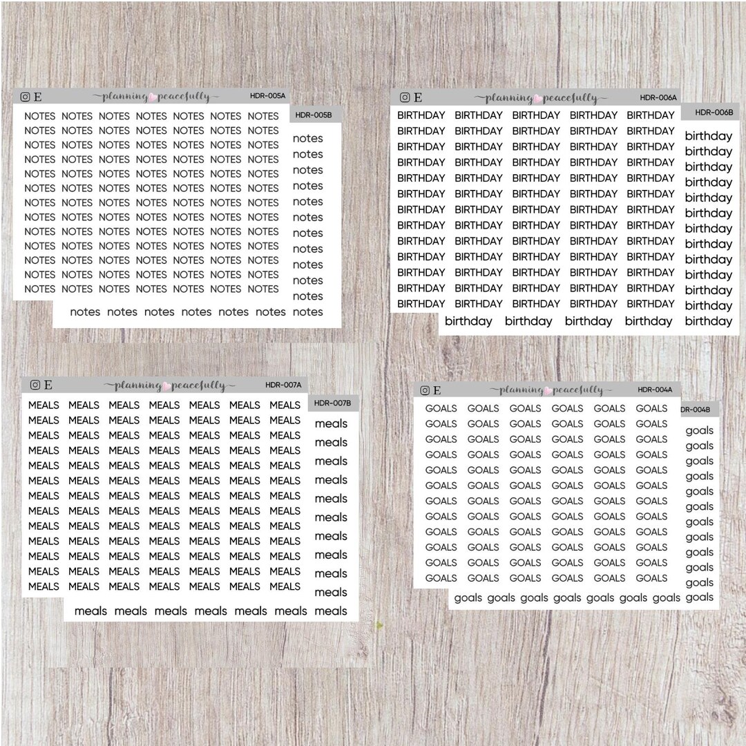 Planner Headers 2 Classic Happy Planner® HP, Erin Condren EC - Etsy