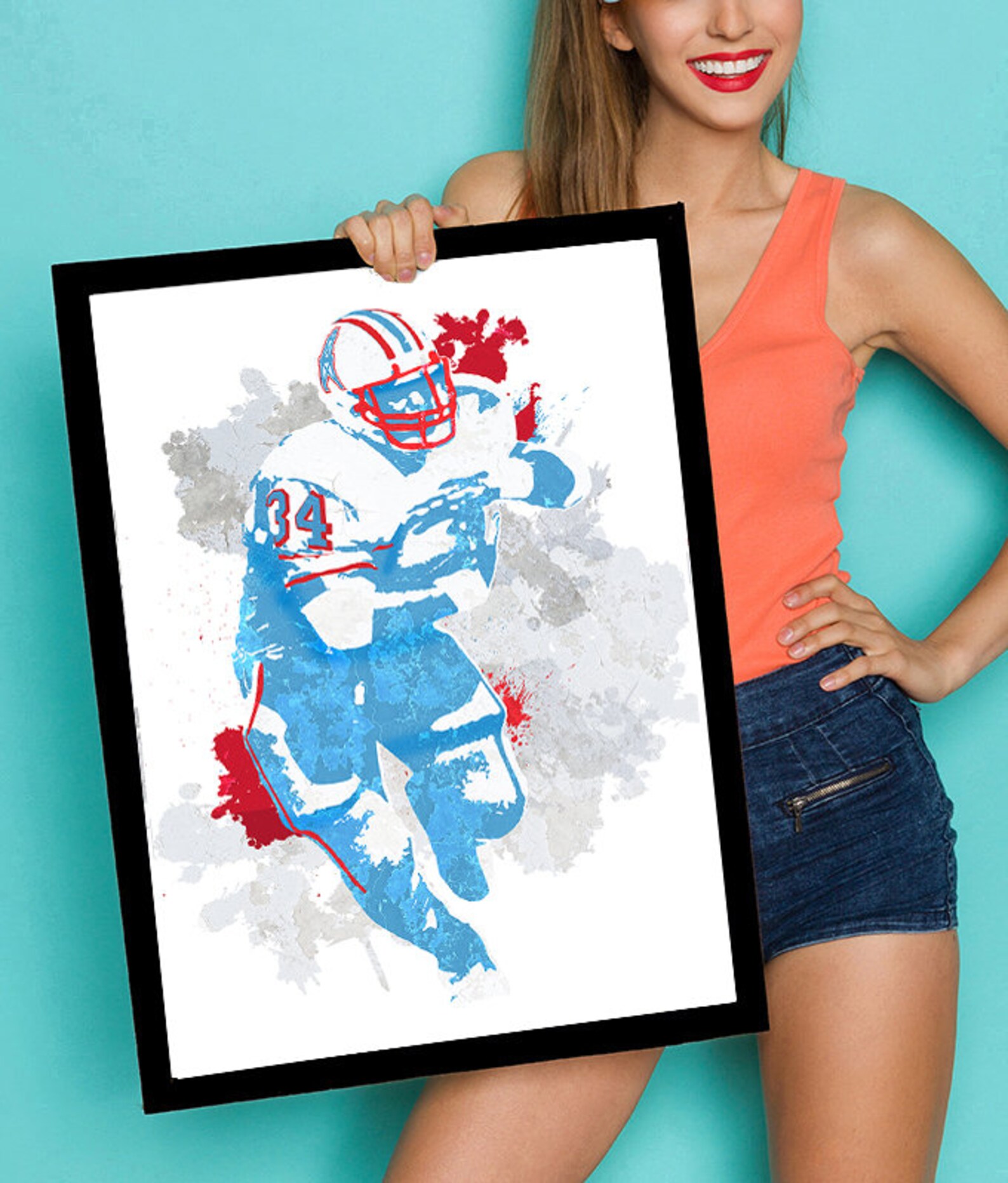 Earl Campbell Houston Oilers Poster Wall Art Sports Poster | Etsy
