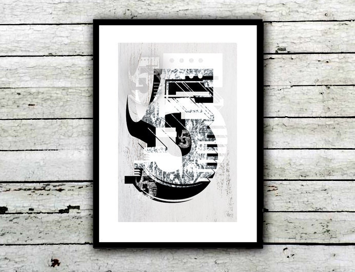Number 5 Poster Typography Poster Typography Art Wall Art - Etsy