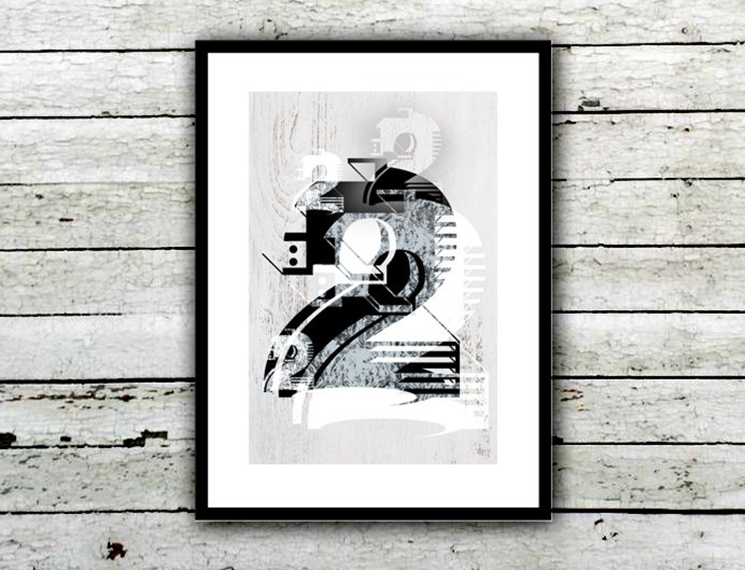Typography, Wall Art, Numbers, Number 2 Poster, Fine Art, Graphic Art ...